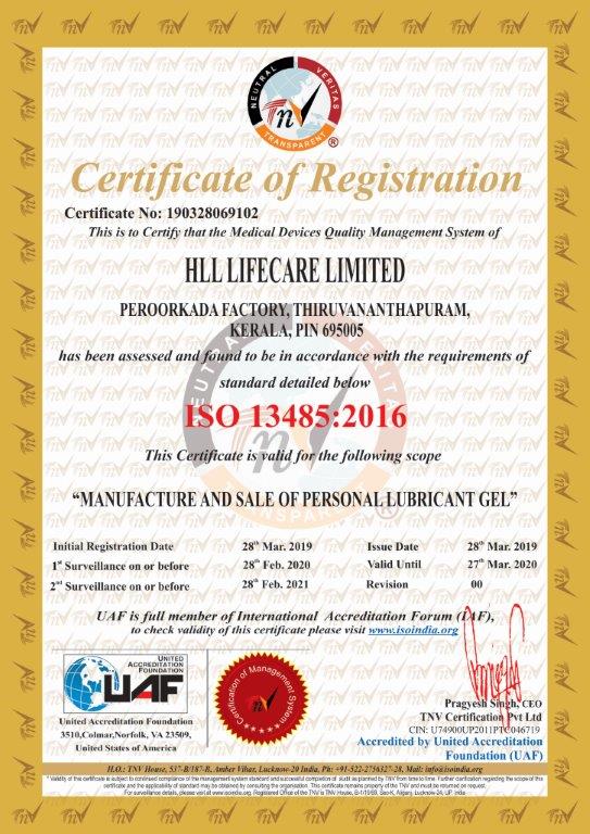 Sample of Certificate ISO 13485:2016 - TSM